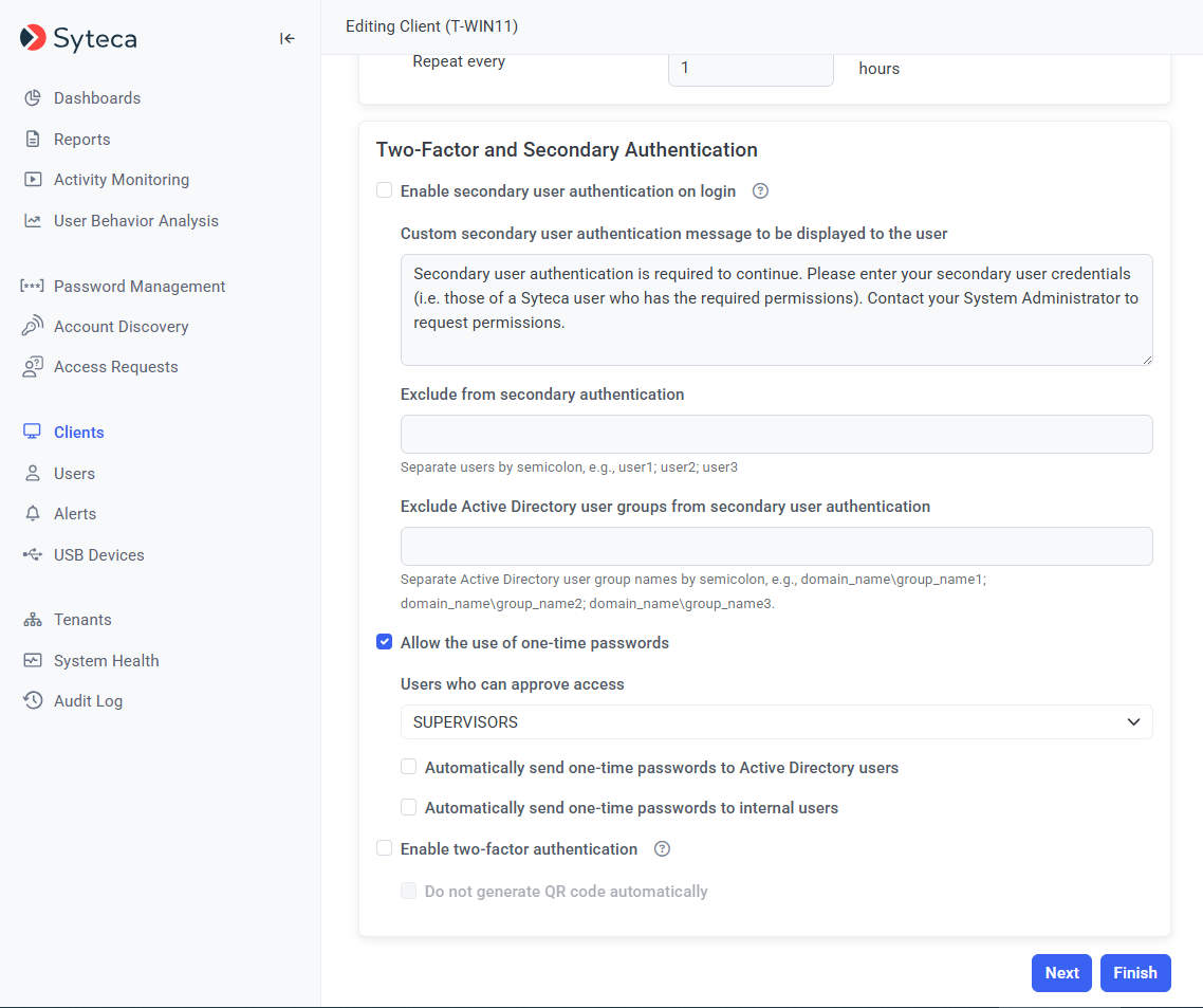 Enabling the Use of One-Time Passwords